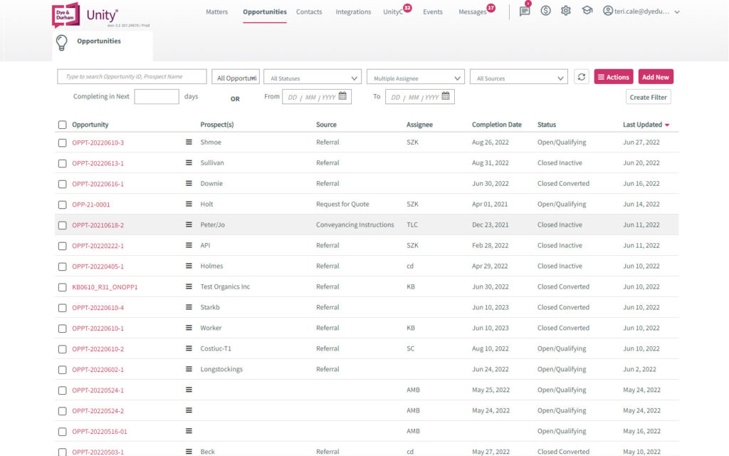 Unity® - Comprehensive Practice Management from Dye & Durham